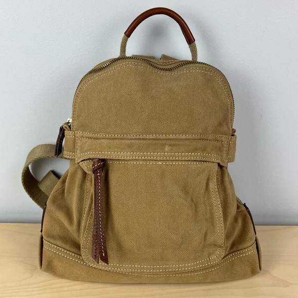 Fossil | Bags | Fossil Womens Mini Small Backpack Tan Brown Fabric ...